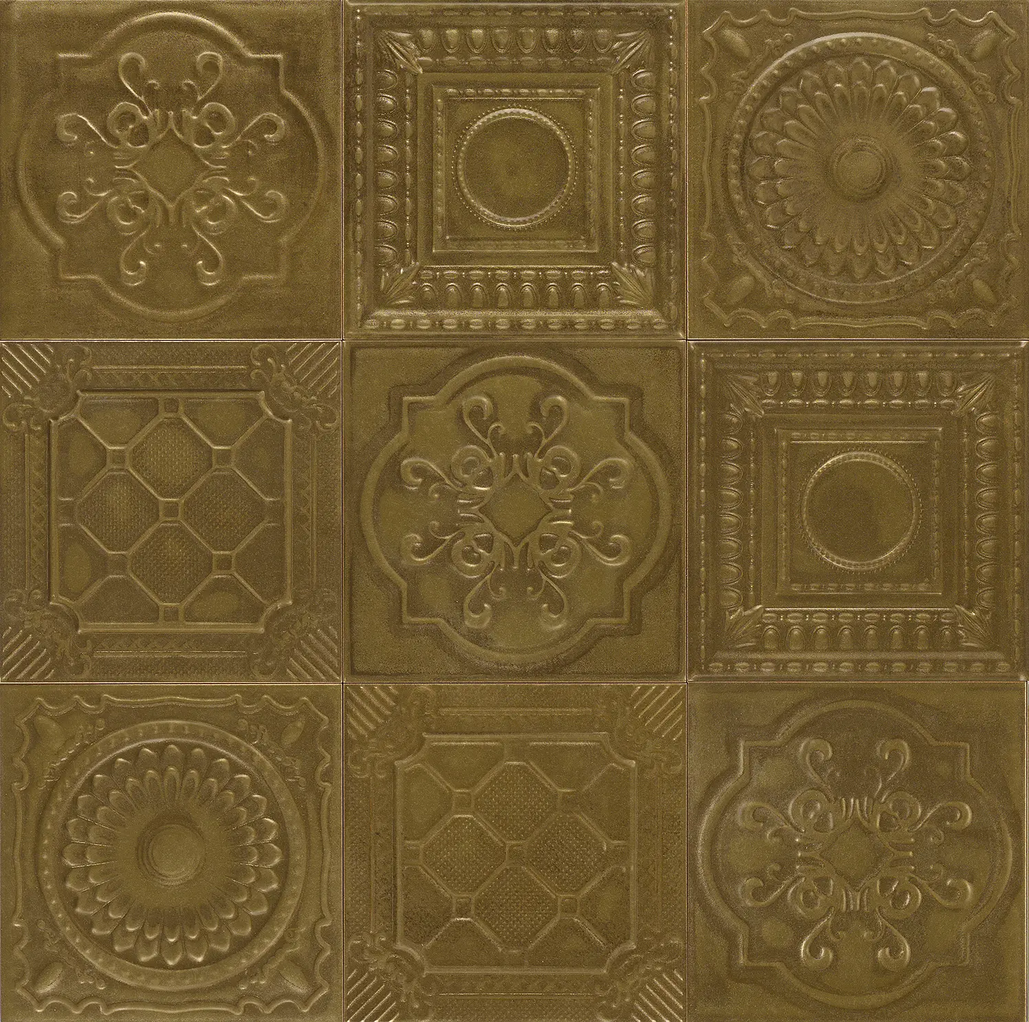 Yellow tiles, patchwork, gold and precious metals effect 20x20 (Spain)