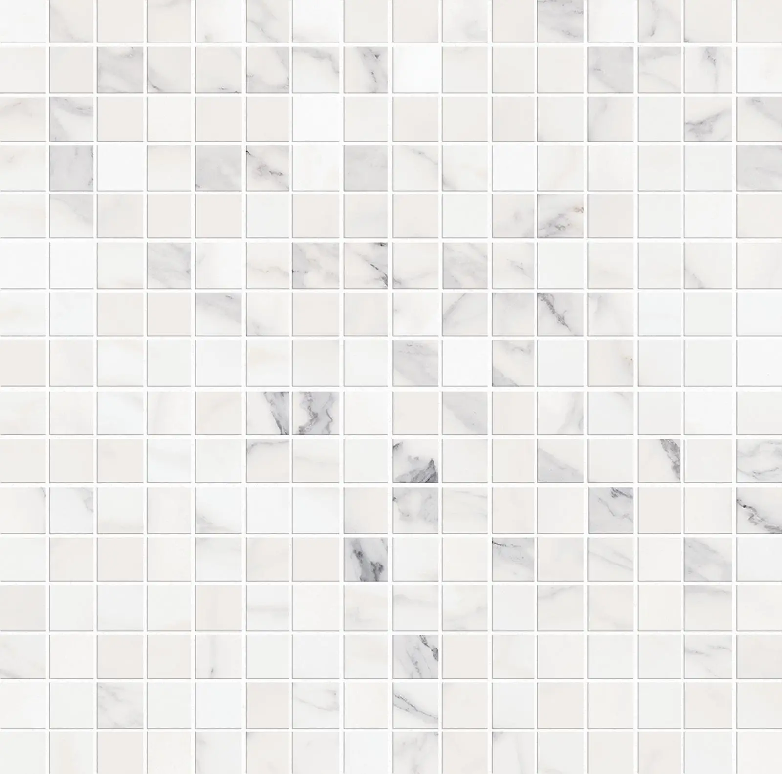Mosaic tile, stone, statuario effect, white 40x40 (Italy)